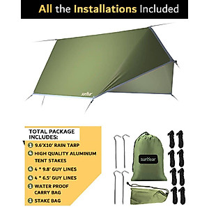 Sunyear Hammock Tent Rain Fly-Camping Hammock Outdoor Tarp-Small Door Design-Keep Side Wind Rain-Best for Backpacking Hiking Camping Survival