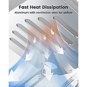 HUANUO Adjustable Laptop Stand, Aluminum Laptop Riser, Ergonomic Laptop Stand for Desk, Notebook Computer Stand Holder Compatible with 10-17” Laptops, Silver, HNLS07S