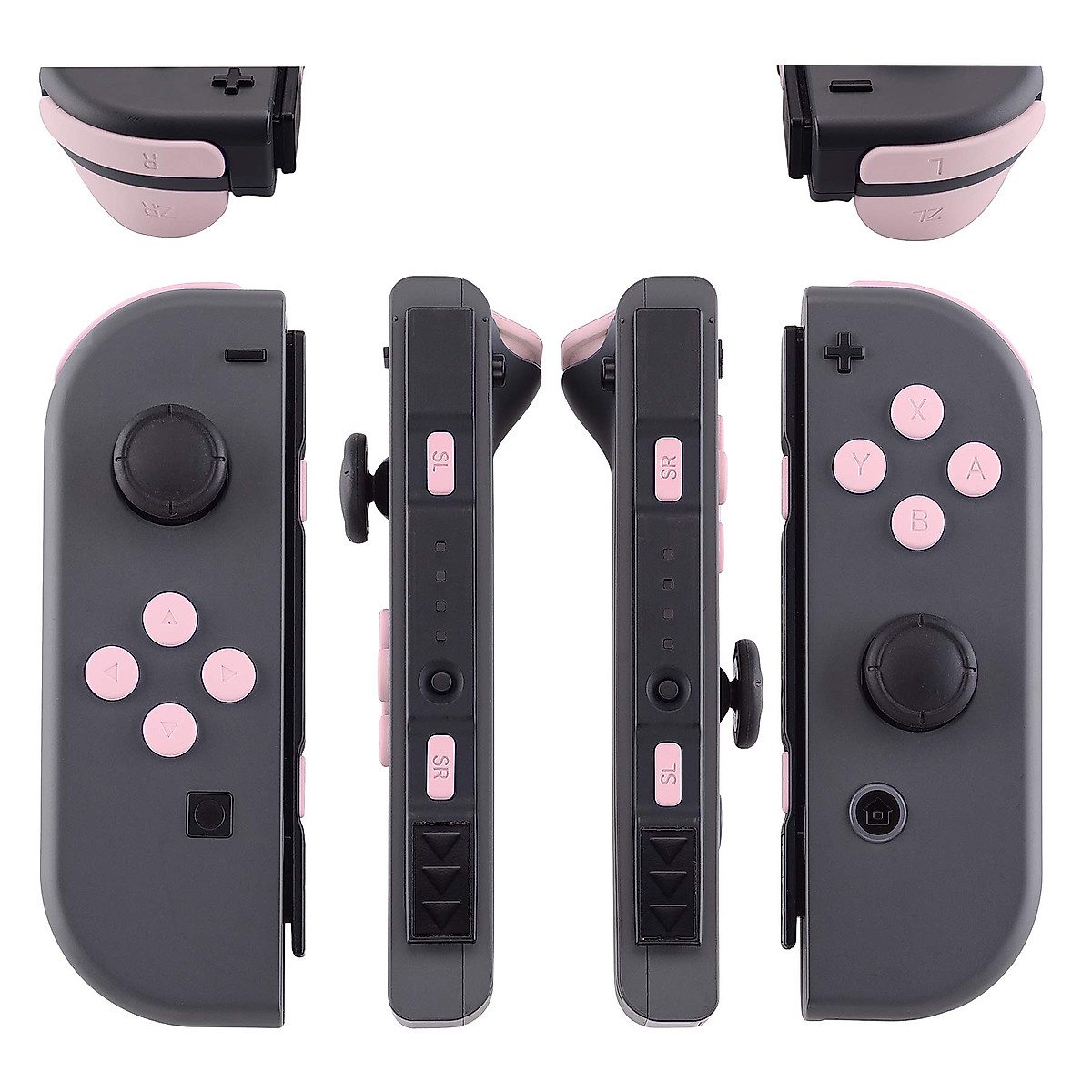 eXtremeRate DIY Full Set Buttons for Nintendo Switch & Switch OLED, Replacement Buttons for JoyCon, ABXY Direction Keys SR SL L R ZR ZL + - Home Capture Trigger Buttons Springs - Cherry Blossoms Pink