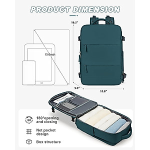 wepadre Women's Laptop Backpack, A-peacock Blue, 15.6in