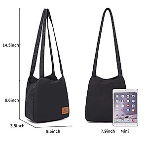 Small Mini Shoulder Bag Hippie Top Zip Cotton Sling Bag Jacquard cloth Handmade Bags… (Black)