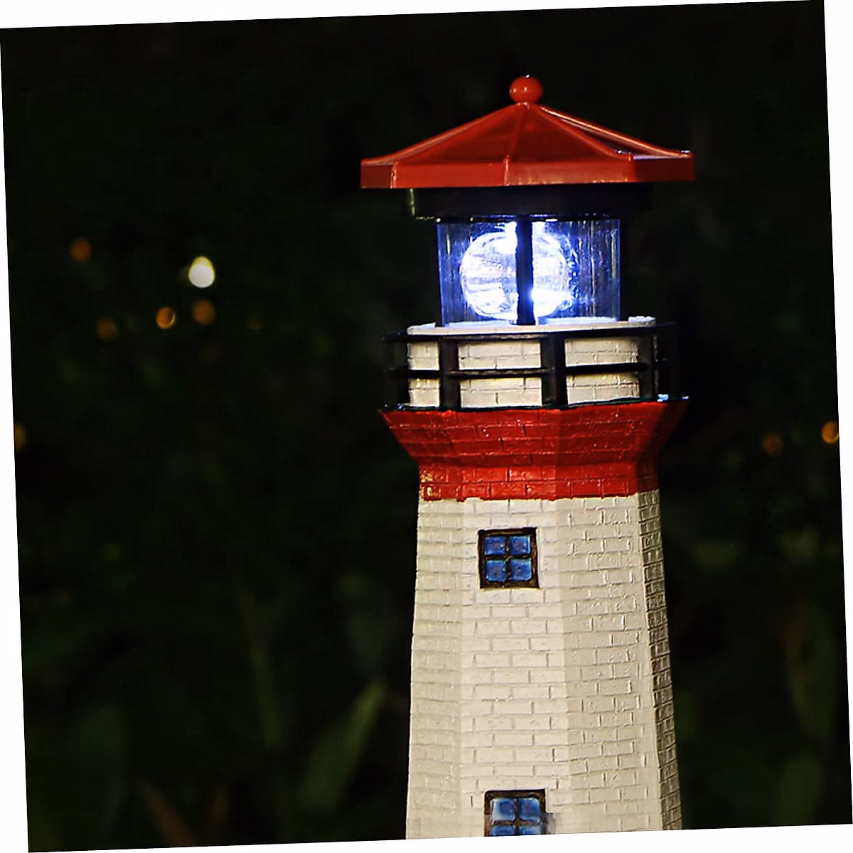 Abaodam 1Pc Solar Rotating Light Patio Lamps Outdoor Outside Patio Light Outdoor Patio lamp Garden Lighthouse Rotating Lighthouse Light Outdoor LED Solar Lights Revolving Light Shine Resin
