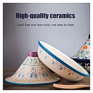 Hand Painted Tajine Cooking Pot With Lid Ceramic Tagine Pot Cooking Pot For Cooking And Stew Casserole Slow Cooker 22.5.30
