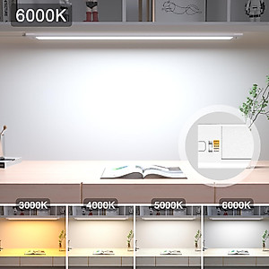 WOBANE Under Cabinet Lighting, 24 inch Plug in LED Counter Light Bar, Hand Wave Activated, Touchless Dimmable for Kitchen Cabinet, Shelf, Under Desk, Color Tunable 2700K to 6500K,White Panel,1400LM