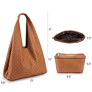Montana West Brown Slouchy Hobo Bags for Women Hollow out Shoulder Purses and Handbags Vegan Leather Top Handle Tote MWC2-194BR