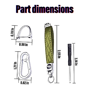 Moly Magnolia Microfiber Leather Car Keychain, Zinc Alloy Key Fob Holder, 360° Rotatable Keyring with Anti-Lost D-Ring for Women Men (Green)