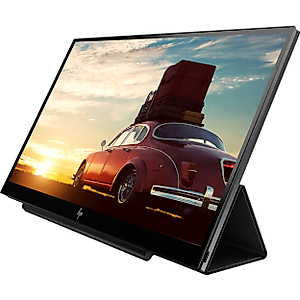 HP E14 FHD (1920 x 1080) Portable Travel Monitor Bundle with USB Type-C, Pink Gemstone Bluetooth Folding Wireless Keyboard, and White Pebble M350 Bluetooth Wireless Mouse