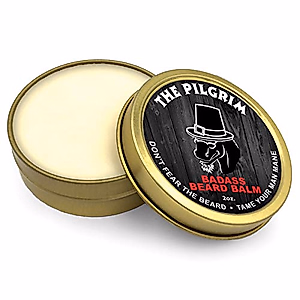 Badass Beard Care Beard Balm - The Pilgrim Scent, 2 oz - All Natural Ingredients, Keeps Beard and Mustache Full, Soft and Healthy, Reduce Itchy and Flaky Skin, Promote Healthy Growth