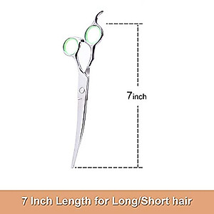 LovinPet Pet Grooming Scissors Professional Dog Cat Grooming Shears with Round Blunt Tip Stainless Steel, Dog Curved Scissors for Grooming Cats Dogs Grooming Tools