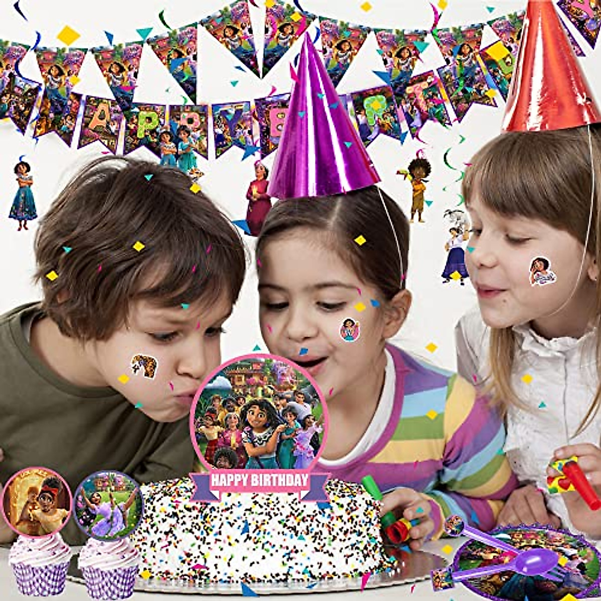 286 PCS Birthday Party Supplies for 20 Guests, Birthday Decorations included Happy Birthday Banner, Pennants, Balloons, Hanging Swirls, Invitation Cards, Tableware, Cake Toppers
