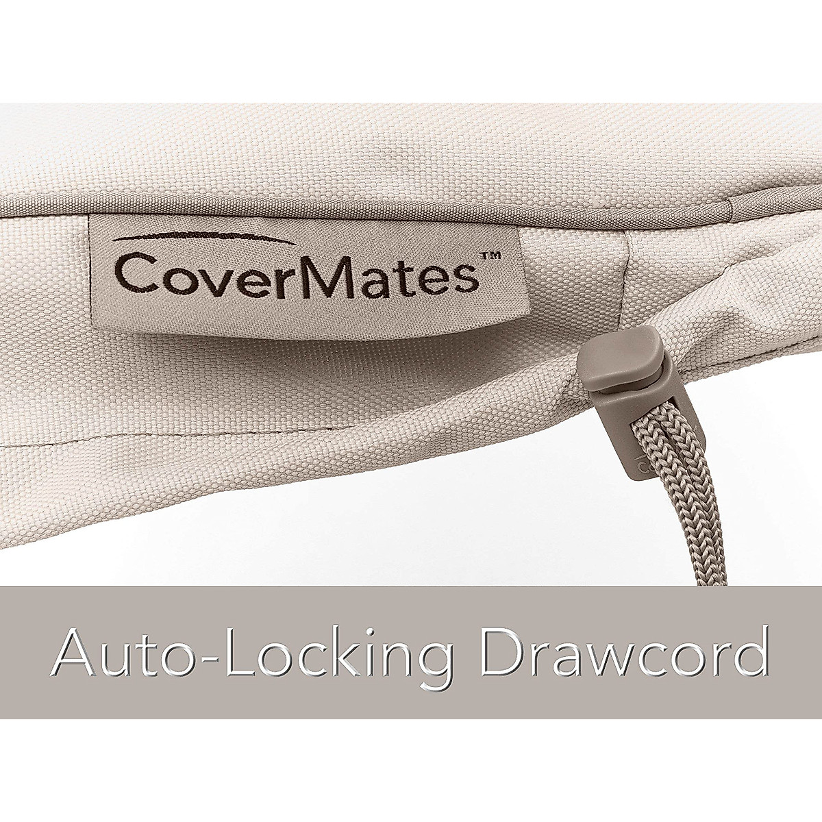 Covermates Round Dining Table/Chair Set Cover - Premium Polyester, Weather Resistant, Drawcord Hem, Patio Table Covers, 86DIAMETER x 30H, Stone