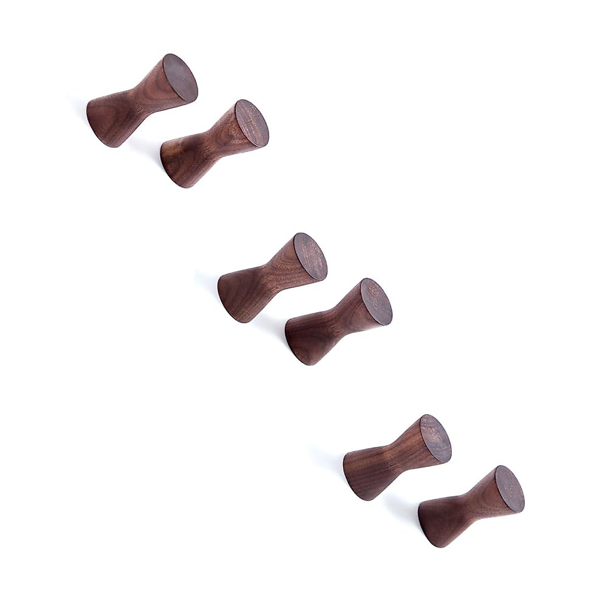 LONANGG 6pack Nordic Creativity Wall Hooks Beech Hook Decorative Hooks Wall Hook Coat Hangers Rack Hooks Solid Wood Hooks Towel Hook Ear Hook (Walnut 6hook)