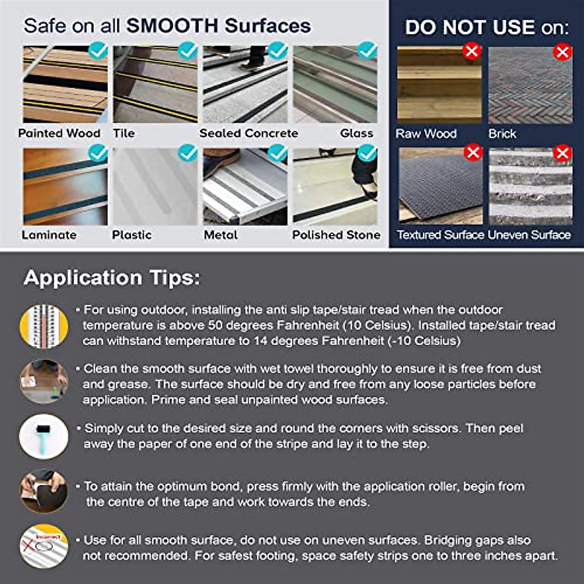 Leyibo Anti Slip Tape with Roller, 5” x 35Ft, Non Slip Safety Grip Tape for Stair Step Outdoor/Indoor, Waterproof Non Skid Tape for Bathtub, Boat, Pool, Comfortable for Bare Feet, Caution Yellow/Black