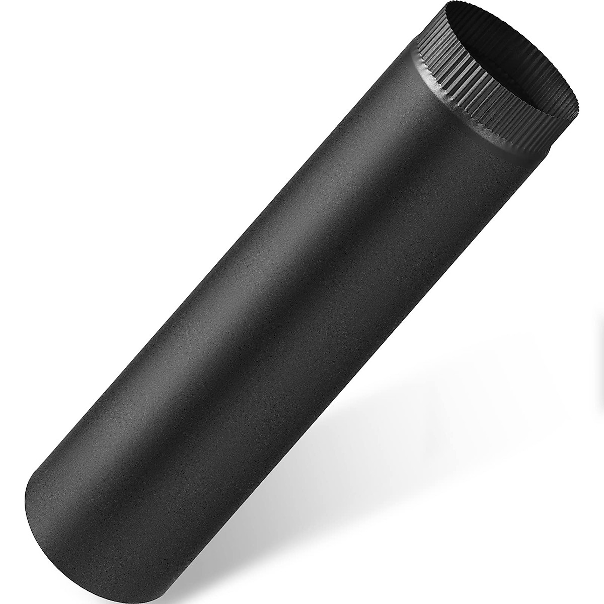 LEIFIDE 6" x 24" Black Matte Stove Pipe Crimped Flue Stovepipe Connector 6 Inch 304 Stainless Steel Chimney Pipe Steel Building Supplies for Wood Stove Through Wall Vent(1 Pcs)