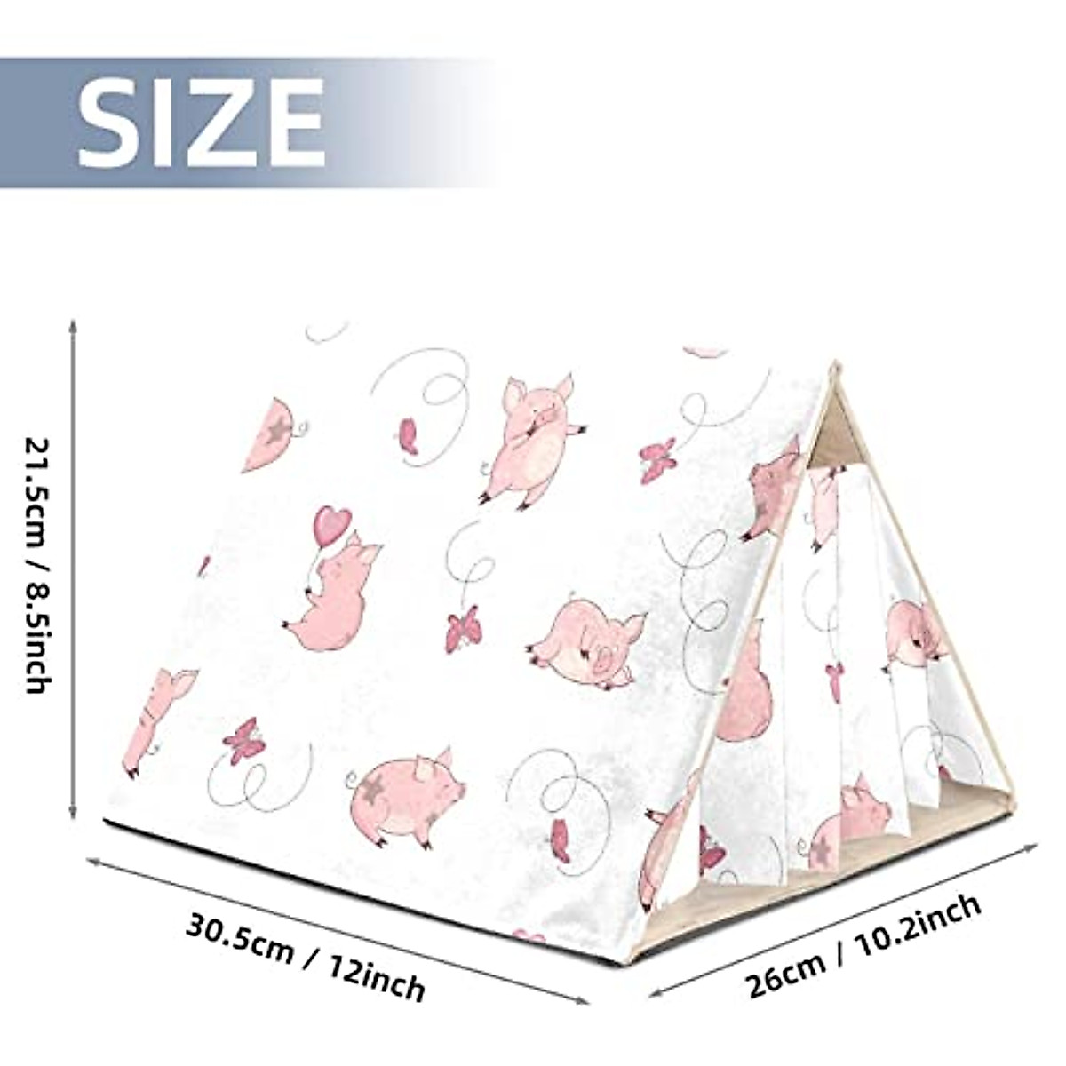 Y-DSIWX Guinea Pig Hideout House Bed, Cute Pink Pig Playing Butterflies Rabbit Cave, Squirrel Chinchilla Hamster Hedgehog Nest Cage