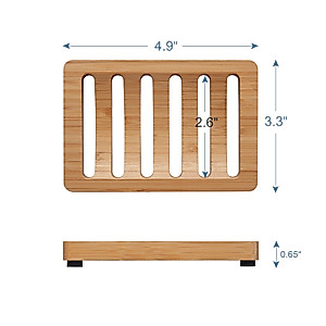 AmazerBath Bamboo Soap Dish, Wooden Soap Holder , 2 Pack Soap Dishes for Bar Soap, Wooden soap Tray, Kitchen Soap Tray Self Draining (Wooden Color)