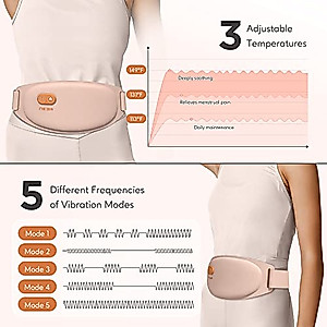 Heating Pad, Portable Electric Heating Pads for Cramps and Back Pain Relief, Large Heating Pad with 3 Heat Levels and 5 Vibration Massage Modes for Fast Soothe Comfort, Cordless Heating Pad for Women