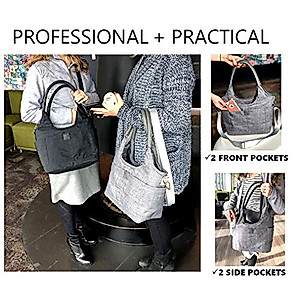 Lunch Bags for Women, Insulated Tote Bag, Large Fashionable Lunch-box Totes | Crossbody Womens Bags for Work | Big Cooler Purse, Removable Shoulder Strap, 4 Pockets | Simple Modern Lunch-Boxes Grey