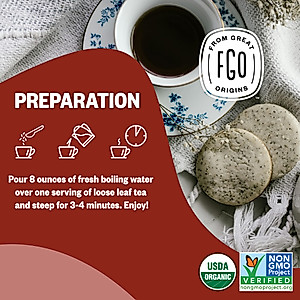 FGO Organic English Breakfast Black Tea, Loose Leaf, 16 Ounce Bulk Resealable Bag, Packaging May Vary (Pack of 1)