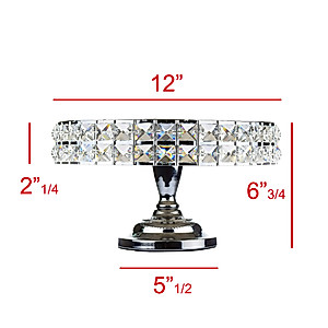LINDLEMANN Decorative Cake Stand With Mineral Crystals & Spatula Round Metal Pedestal Cupcake Stands For Donuts Desserts Birthday Wedding Baby Shower Anniversary Holiday Dinner Party (Silver, 12")