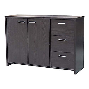 Kings Brand Furniture - Sideboard Buffet Storage Cabinet with 3 Drawers and 2 Shelves, Kitchen Console Cabinet for Living Room, Dining Room, Kitchen, Entryway