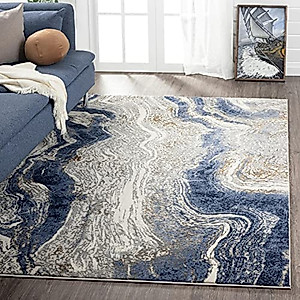 LUXE WEAVERS Marble Abstract Area Rug, Blue 8x10
