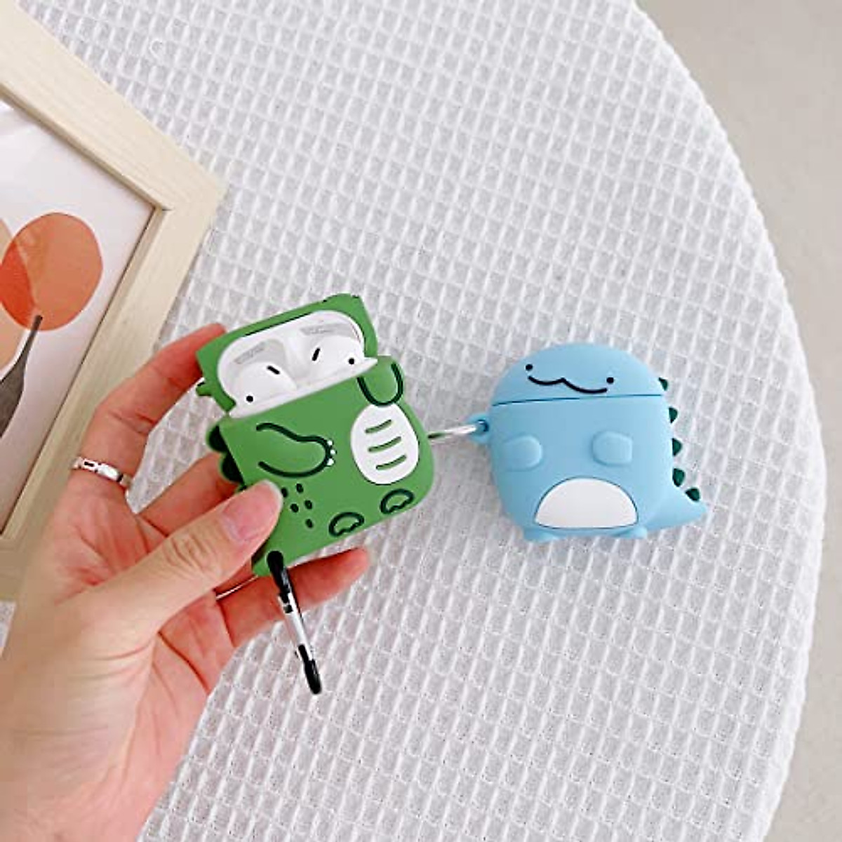 【2 Pack】 Lubiogio 3D Cute Crocodile+Dinosaur Case for Airpod 2/Airpod,3D Cartoon Kawaii Animal Airpod 2 Design Kids Teens Girls Women Soft Case for Airpod 2nd/Airpod 1st Case(Crocodile+Dinosaur)