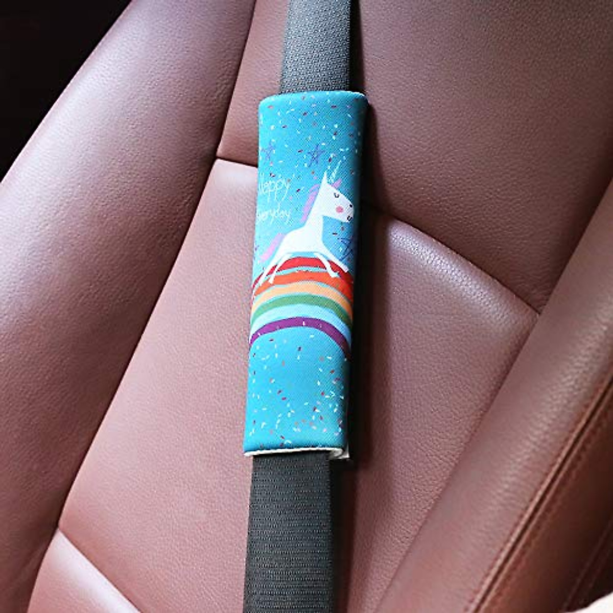 Seatbelt Covers for Kids,2 Pack Unicorn Seat Belt Cushion Shoulder Strap Pad,Universal Cute Cartoon Car Seat Belt Pad for Adults Children Toddler,Baby Girl Boy Carseat Neck Harness Protector