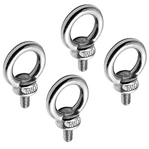 Suiwotin 4pcs M10 Eye Bolt, Stainless Steel Male Thread Machinery Shoulder Lifting Ring Eye Bolt, Heavy Duty Screw Eyebolt