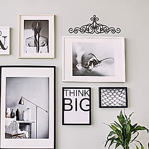 Metal Wall Decor Traditional Metal Scroll Wall Art Decor Rustic Iron Wall Medallion Black Metal Scroll Wall Art Iron Metal Wall Plaque for Home Living Room Decoration, 15.76 x 5.52 Inch