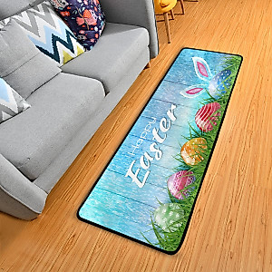 Happy Egg Easter Vintage Runner Rug Bath Rug Kitchen Area Mat Doormat Large Runner Carpet 72" X 24"