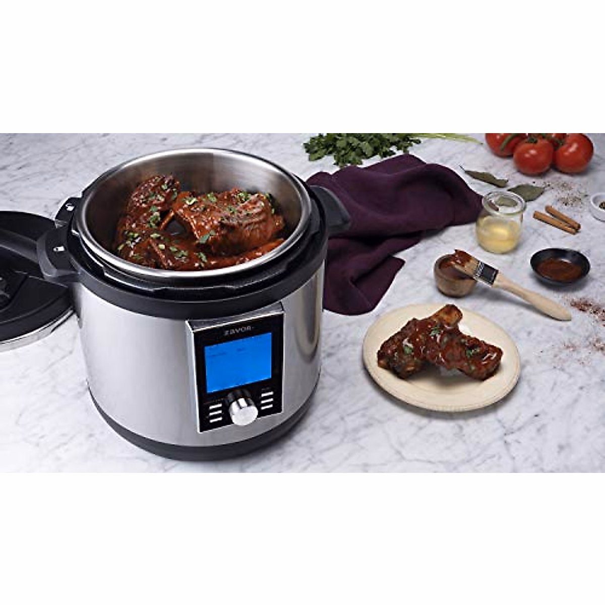 Zavor LUX LCD 8 Quart Programmable Electric Multi-Cooker: Pressure Cooker, Slow Cooker, Rice Cooker, Yogurt Maker, Steamer and More - Stainless Steel (ZSELL03)