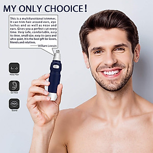WanHigl Ear and Nose Hair Trimmer for Men with Drawstring Pocket, Portable Nose Trimmer for Men, Stainless Steel Blade, Safe and Painless, Battery Operated, Energy Saving and Silent, IPX7 Waterproof