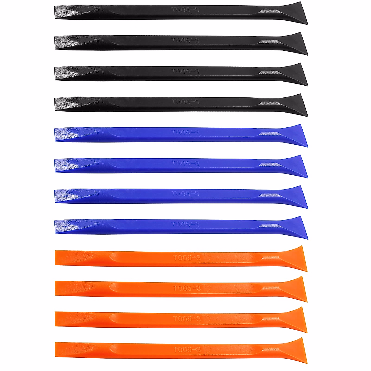 Moicstiy 12Pcs Plastic Scraper Cleaning Tool Non-Scratch Carbon Fiber Multi-Purpose Stiff Scraper Pen-Shaped Scraper Tool for Paint, Stickers Label, Food, Tight Spaces, Crevices (Black & Blue)