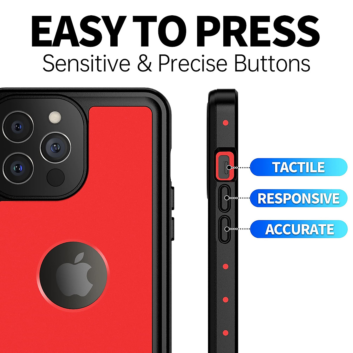 BEASTEK Waterproof Case for iPhone 13 Pro Max, NRE Series Shockproof Dustproof Underwater IP68 with Built-in Screen Protector Anti-Scratch Protective Cover, for iPhone 13 Pro Max (6.7'') (Red)