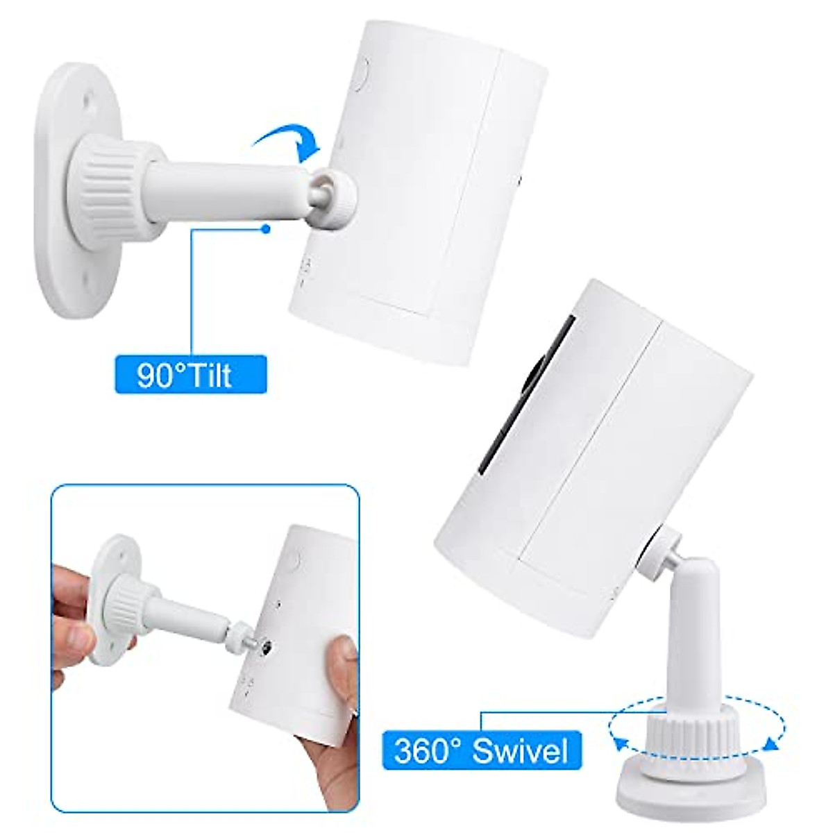 2Pack Strong Adhesive Wall Mount Compatible with Ring Stick Up Cam Wired/Battery and Ring Indoor Cam HD Security Camera,360 Degree Adjustable Mounting Bracket for Camera with 1/4 Screw Head