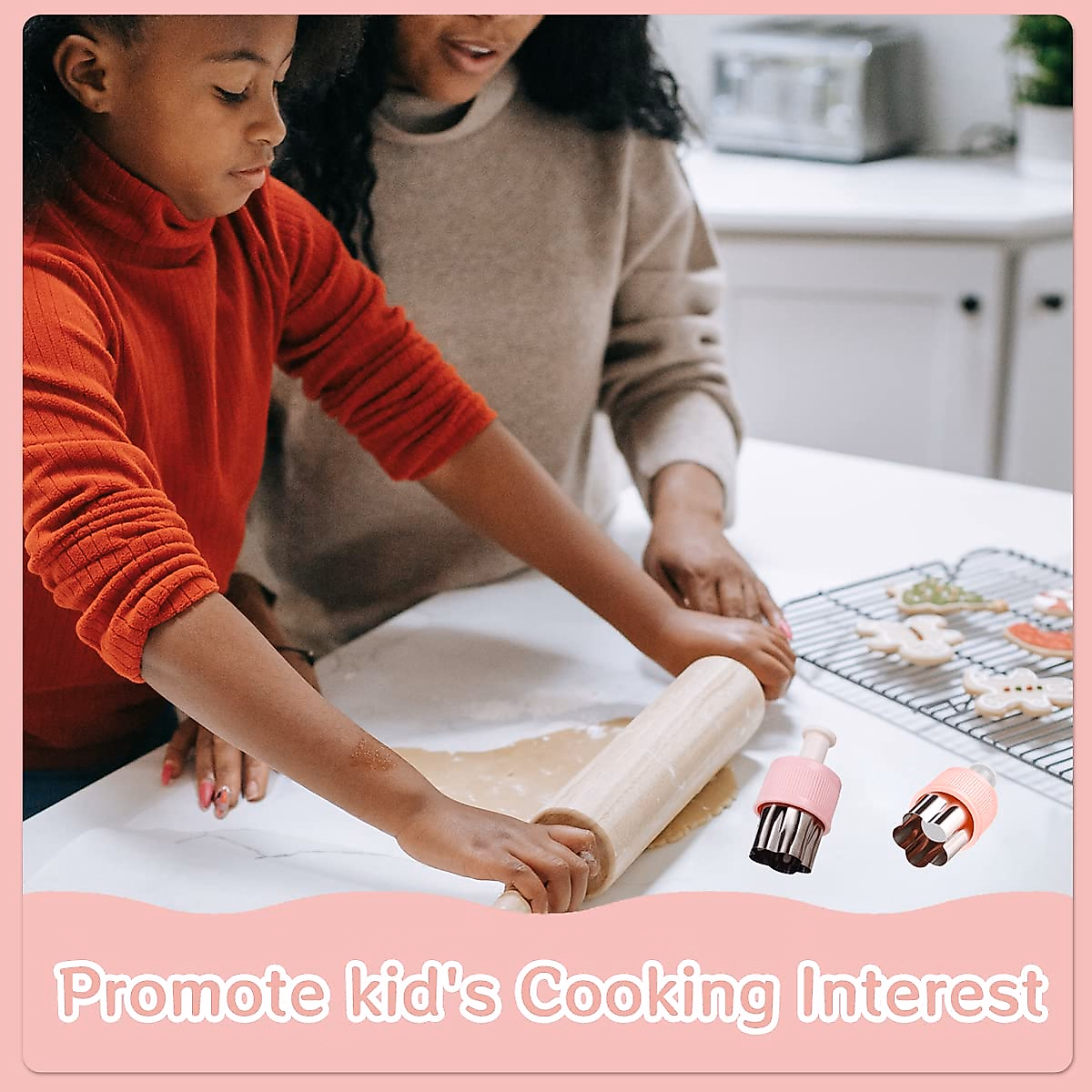 Set of 18, Cookie Cutters with Pusher, Fruit Cookie Pastry Stamps Mold, Different Sizes 304 Stainless Steel Biscuits Cutters for Kids, Cookie Cutters for Baking Shapes