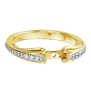 AFFY White Natural Diamond Engagement Wedding Band Ring In 14K Yellow Gold (0.16 Cttw),Ring Size-13