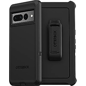 OtterBox Google Pixel 7 Pro Defender Series Case - BLACK, rugged & durable, with port protection, includes holster clip kickstand