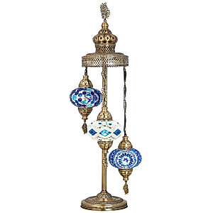 DEMMEX 2020 Customizable Turkish Moroccan Mosaic Tiffany Floor Table Lamp 3 Big Globes