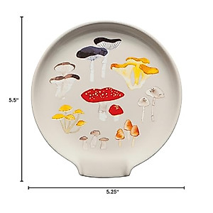 Now Designs Field Mushrooms Stoneware Spoon Rest, 5.25 x 5.5 in