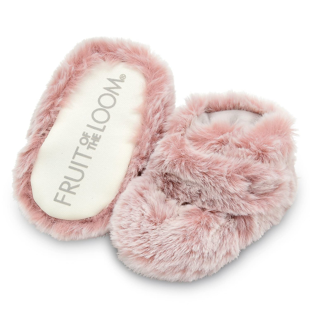 Fruit of the Loom Cozy Thermal Wrap Booties with Non-Skids for Baby Girls, Boys, Unisex - Pink (6-12 Months)
