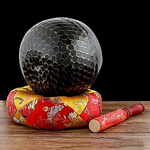 KUYUC Tibetan Singing Bowls Set, Meditation Sound Bowls for Prayer Yoga Reiki Healing Stress Reduction Stress Reduction (Color : Black, Size : 6inch)