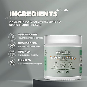 Aniwell Mobility Chews: Powered by Glucosamine MSM & Chondroitin - Hip and Joint Supplement for Dogs to Actively Support Mobility (1)