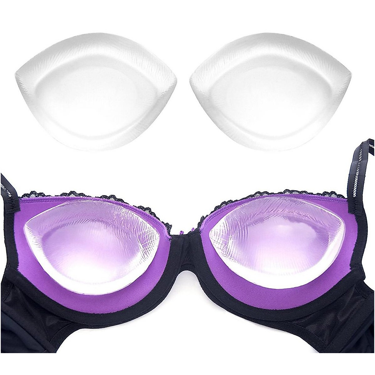 UPSTORE 1 Pair Clear Women Gel Bra Insert Push-up Enhancer Breast Molding Pads for Swimsuit and Bikini
