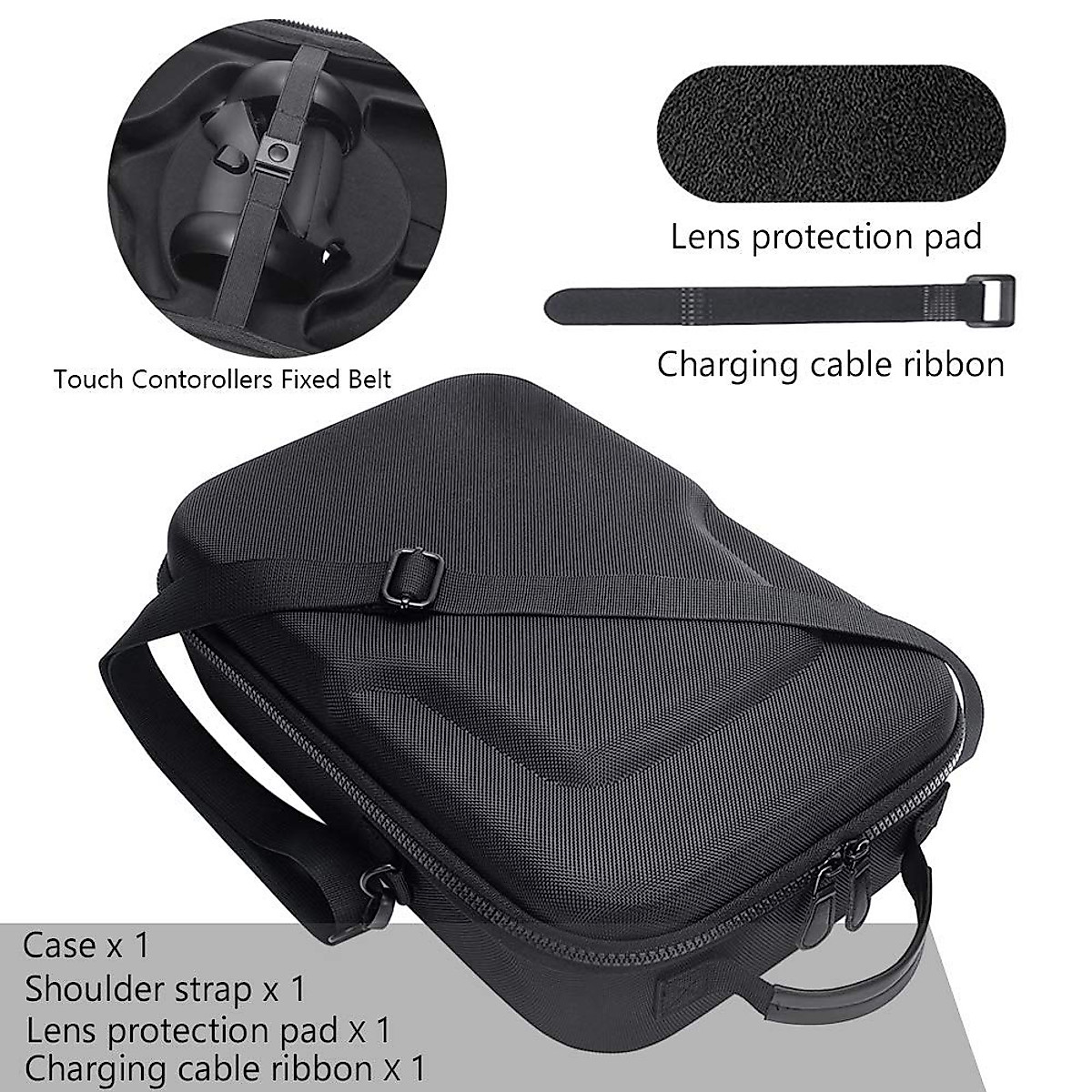 CrustPro Fashion Travel Case for Oculus Quest VR Gaming Headset and Controllers Accessories Waterproof Carrying Bag (Black)