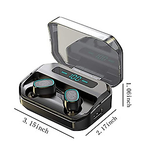 USB Bluetooth Earbuds, Headset Led Power Display, Wireless Headphones Bluetooth, Ear Buds Stereo Earphones In-ear Type, Noise Cancelling Earbuds, Built-in Mic Headset Deep Bass for Sport (black)