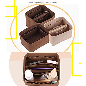 Lckaey Purse Organizer for NOE inner bag NOE BB bucket bag Petit NOE NM storage bag small zipper insert3053khaki-L