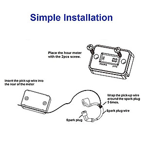 NKTECH NK-HS2 Inductive Hour Meter for Gas Engine Lawn Mover Marine ATV Motorcycle Boat Snowmobile Dirt Bike Outboard Motor Generator IP68 99999HRS Hourmeter (Black)