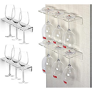 Wine Glass Holder Under Cabinet Goblet Wine Glass Holder Kitchen Cabinet Storage Rack Cup Hook Tableware Storage Rack Suitable for bar Kitchen (2 Set)